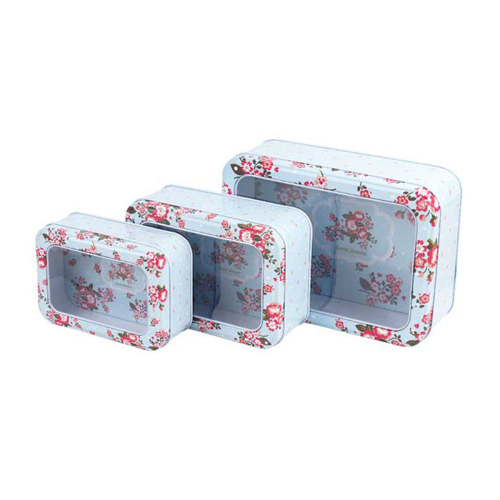 Rectangular Window Lid Storage Tin
