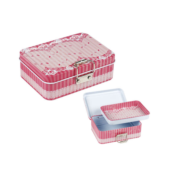 Rectangular Clip Lid Storage Tin With One Compartment