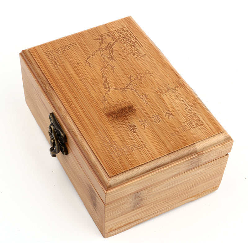 Natural Bamboo Storage Box With Lid Golden Lock